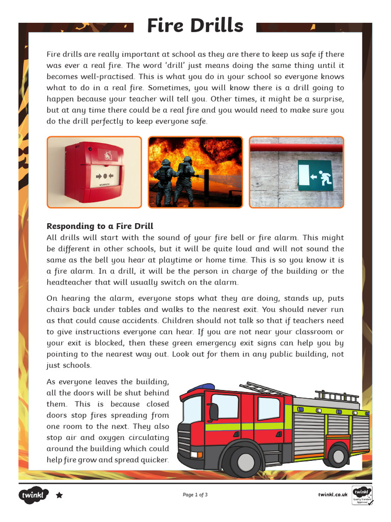Fire Drills Differentiated Reading Comprehension Activity | PDF | Self ...
