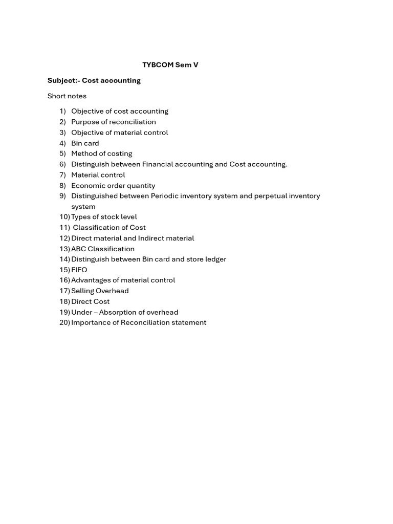 Tybcom Short Notes (Sem V) | PDF