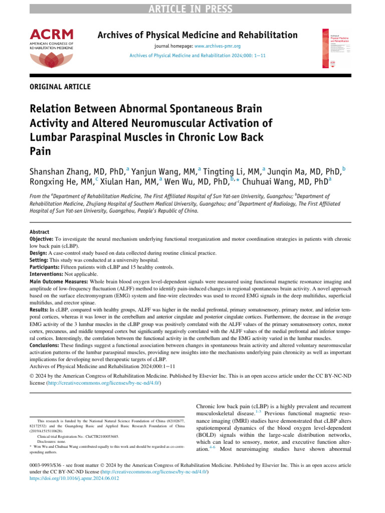 Relation Between Abnormal Spontaneous Brain Activity and Altered ...