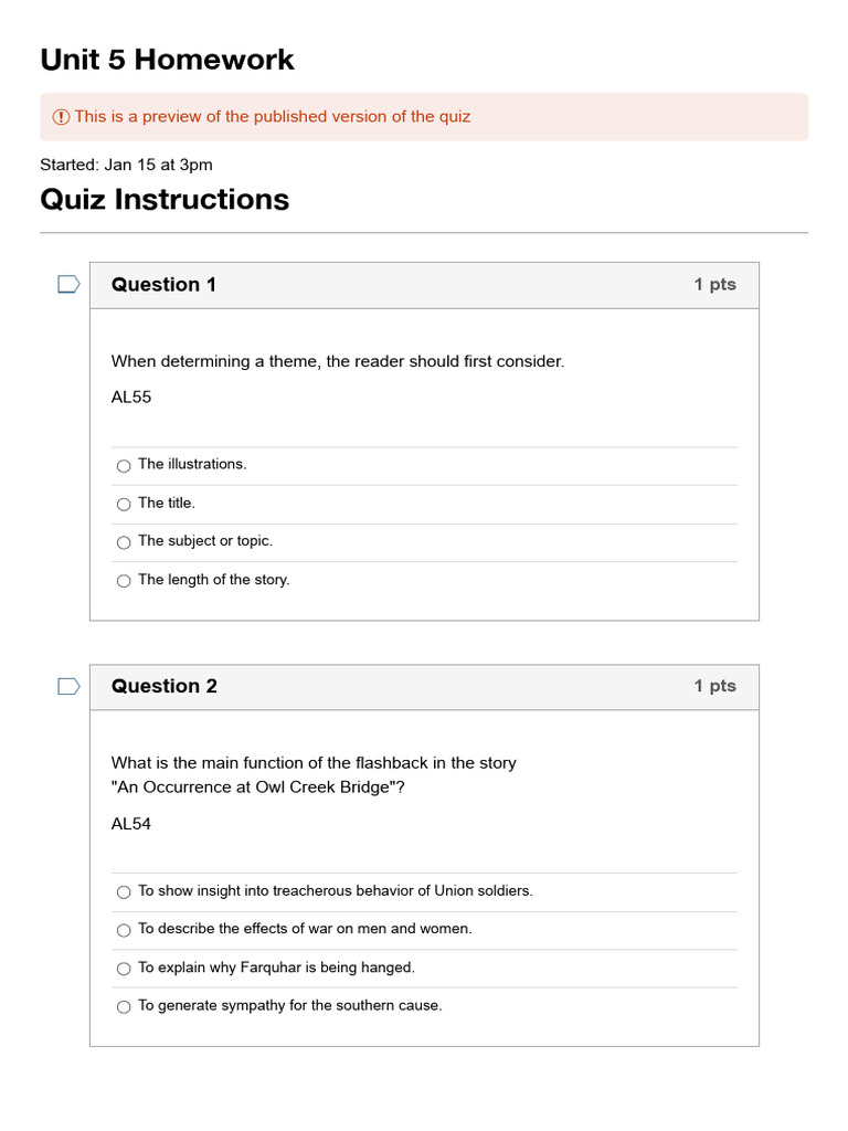 Quiz_ Unit 5 Homework | PDF