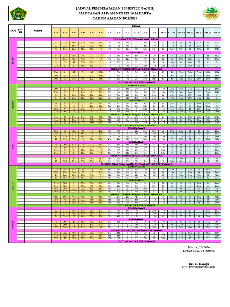 Jadwal KBM - Ganjil - TA - 2024-2025 | PDF