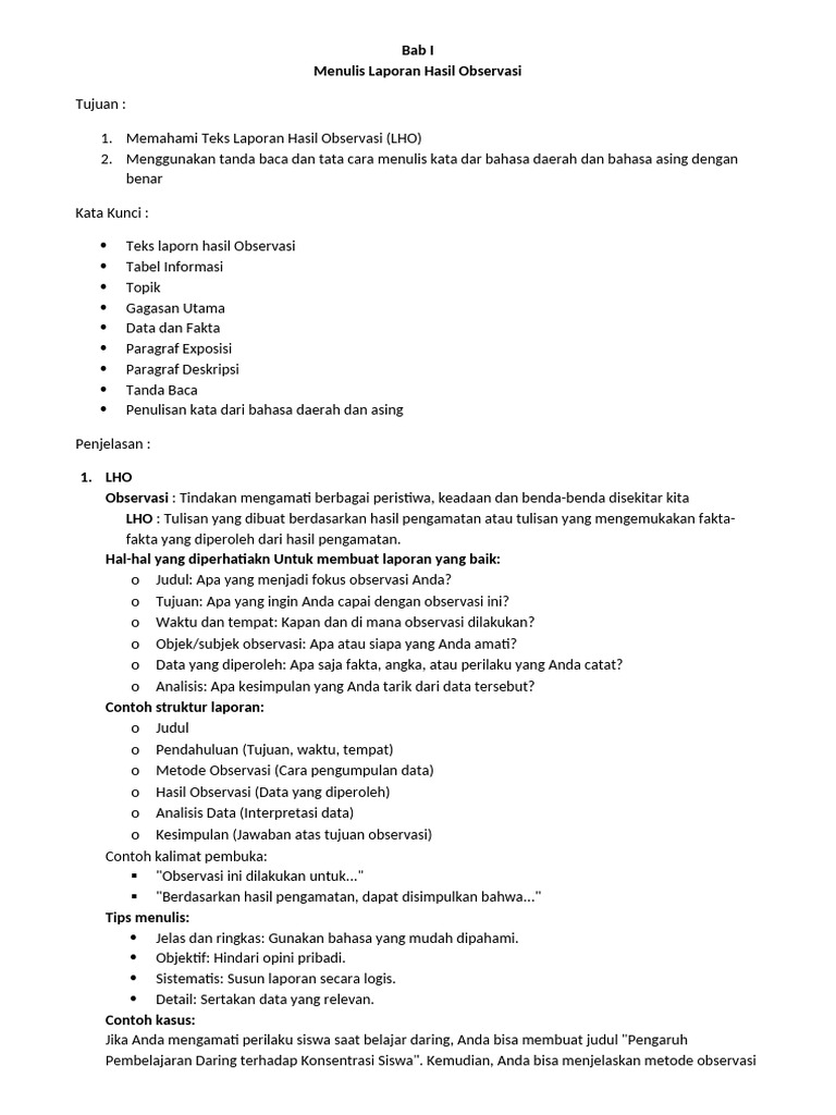 Bab 1 Menulis LHO | PDF