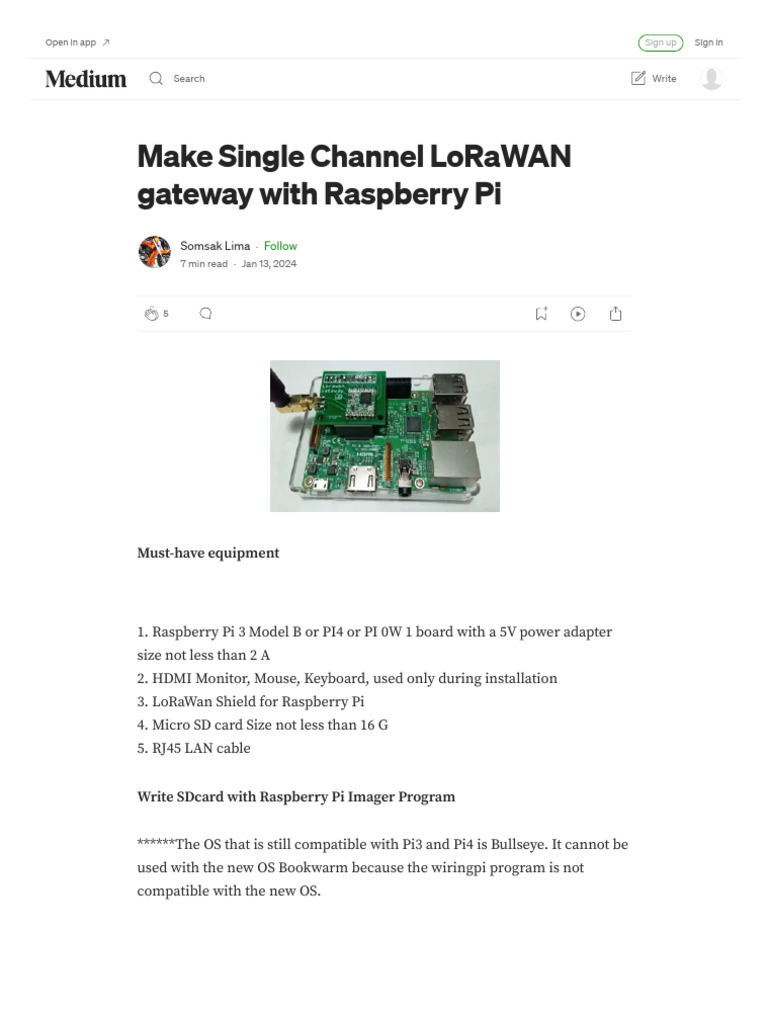 Make Single Channel LoRaWAN Gateway With Raspberry Pi - by Somsak Lima - Medium | PDF