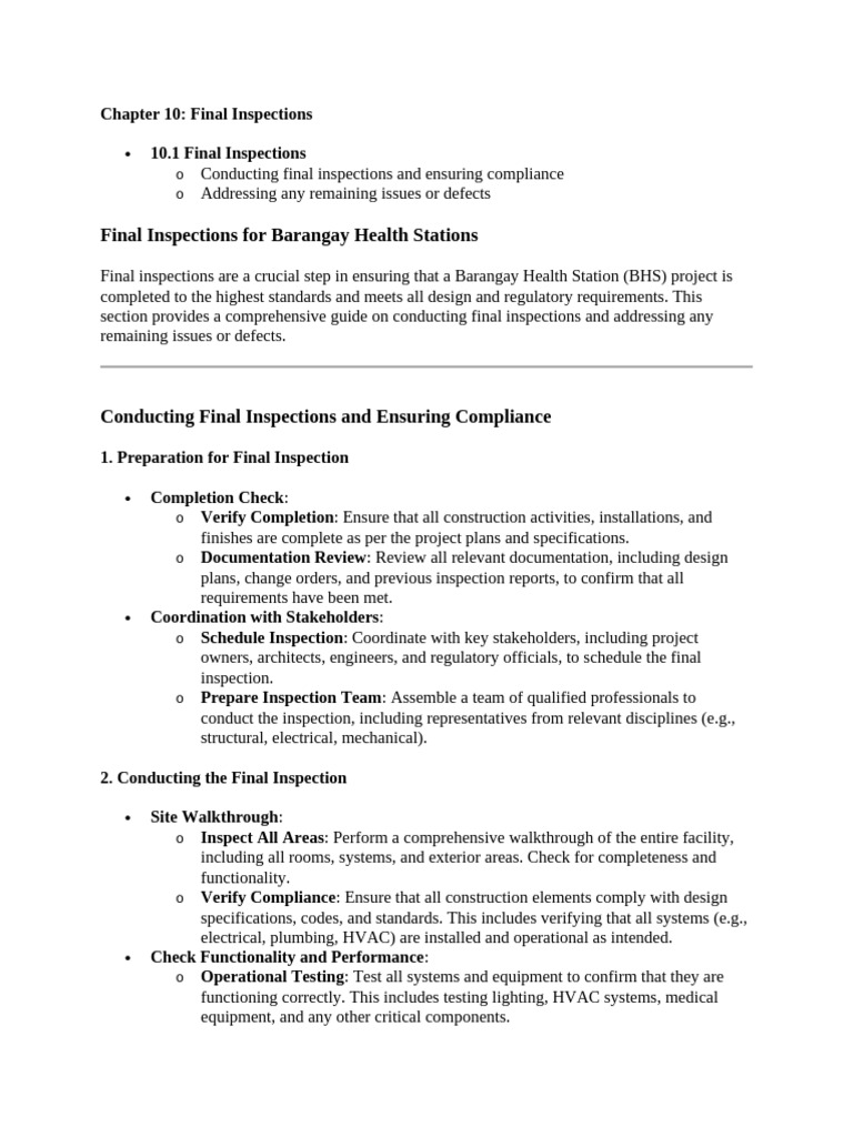Final Inspections | PDF