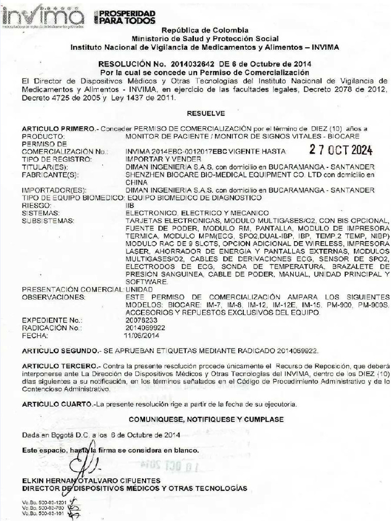 Invima Monitor Biocare | PDF