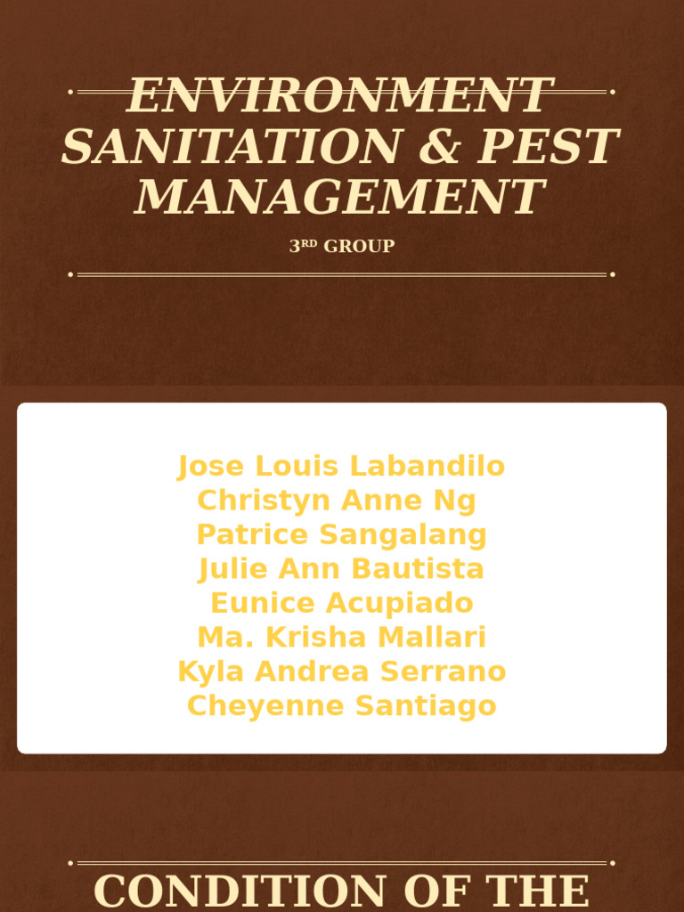 Environment Sanitation Pest Management | PDF