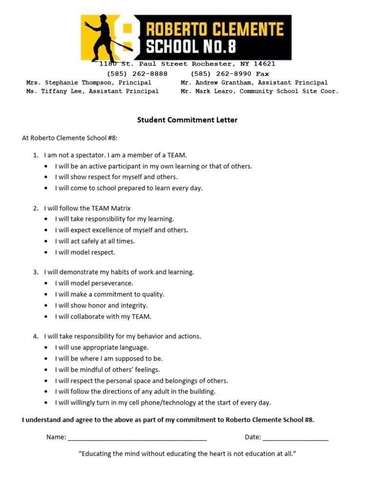 Student Commitment Letter | PDF