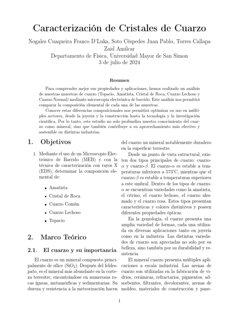 Caracterizacion Muestras | PDF | Cuarzo | Minerales
