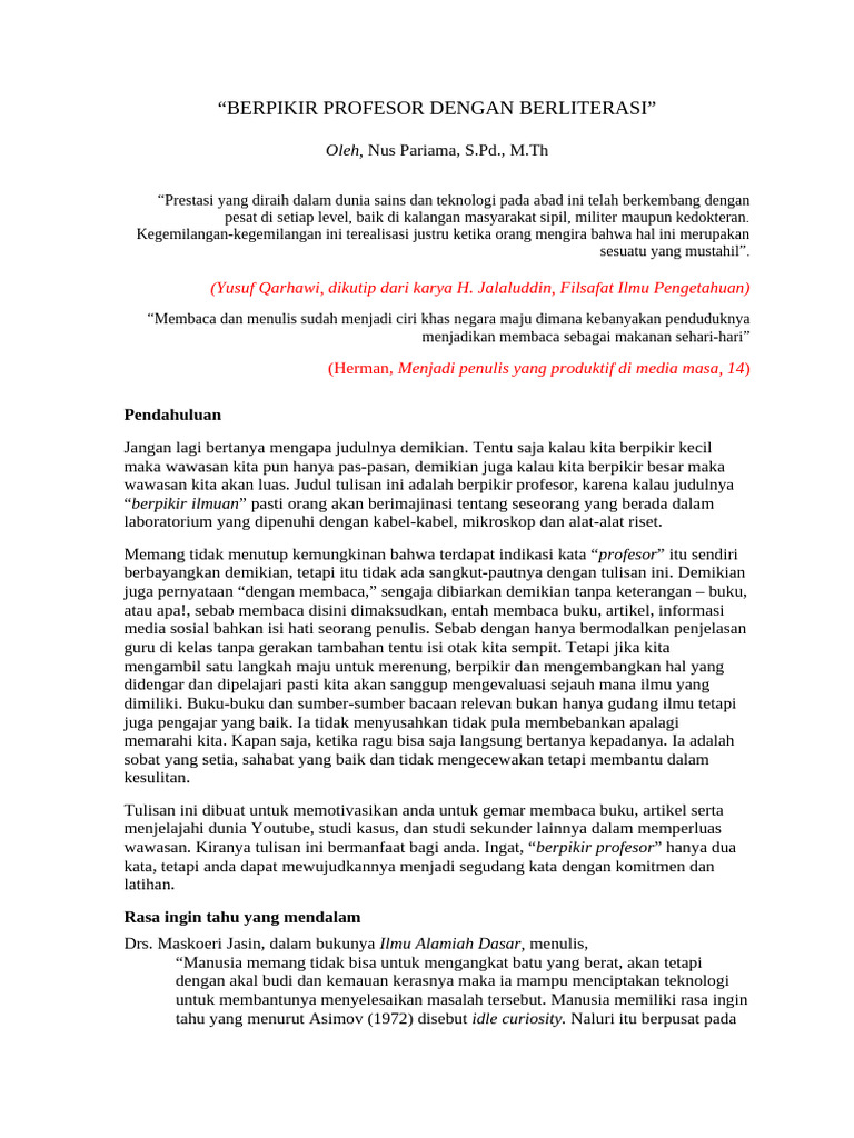 Mari Berpikir Profesor | PDF