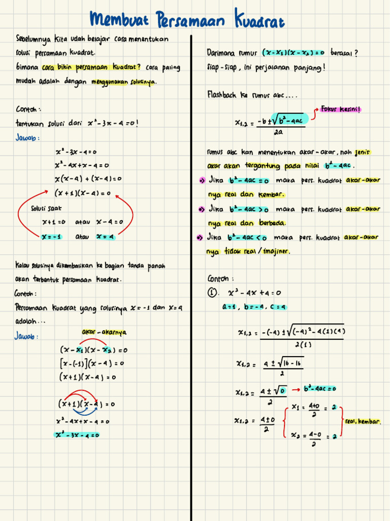 Membuat Persamaan kuadrat | PDF