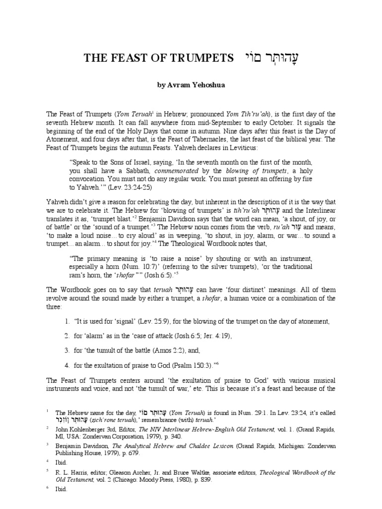 The ancient Feast of Trumpets explained | PDF | Passover | The Beast ...