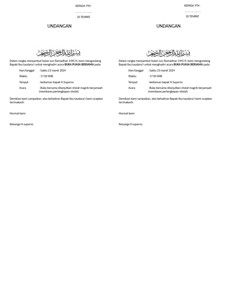 Undangan Bukber | PDF