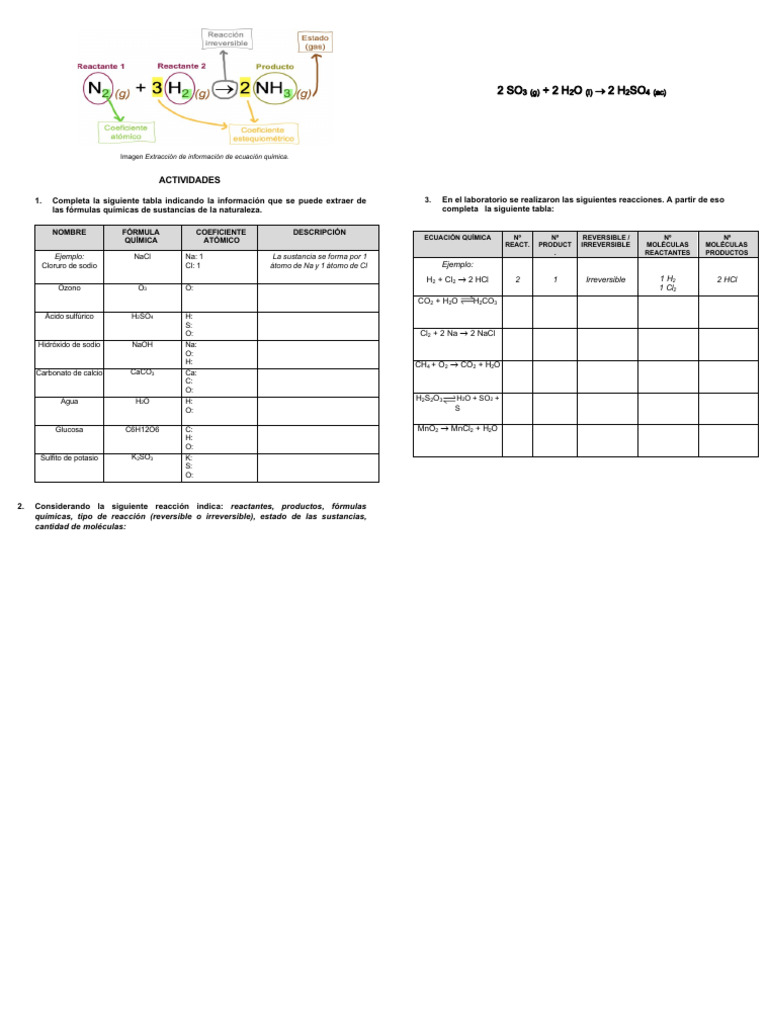 Taller Rxn Quimicas Sep 9 | PDF