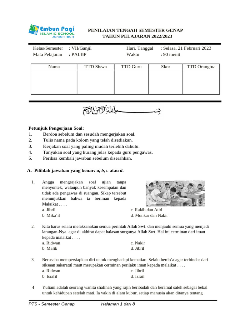 Soal Pai Grade 7 | PDF