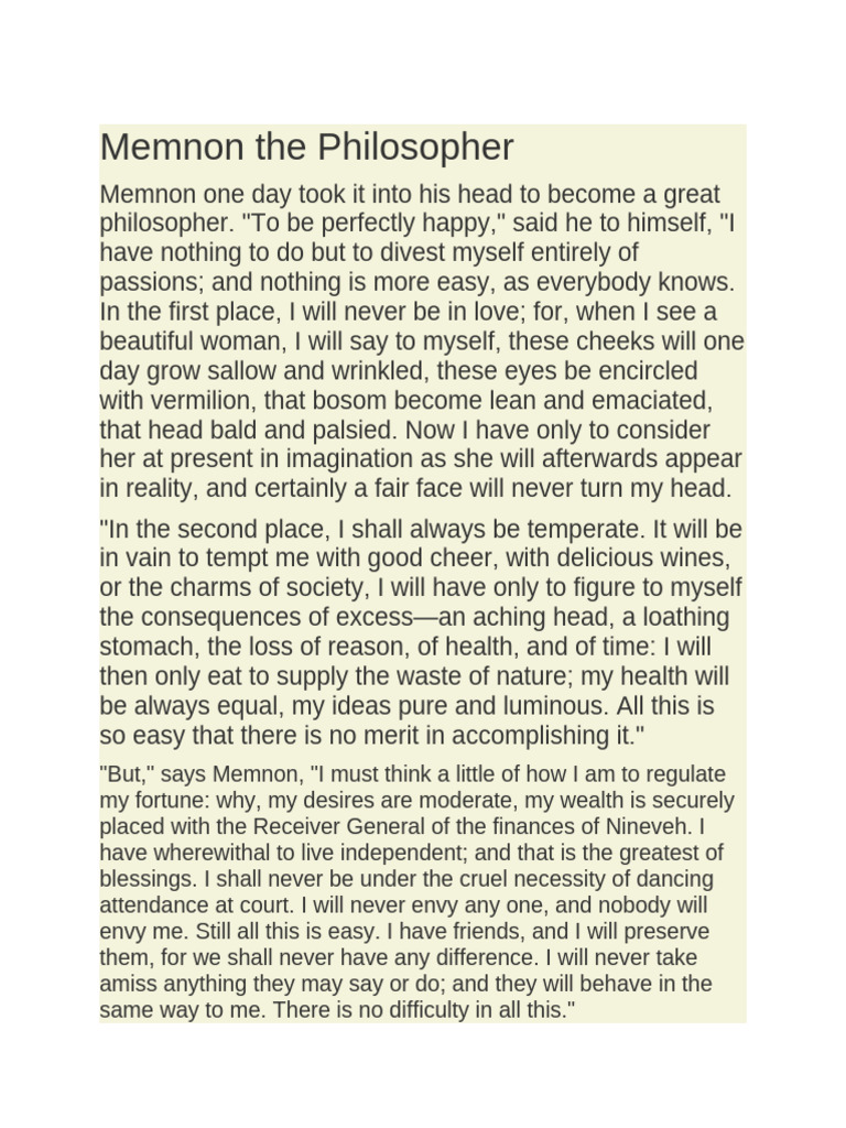 Memnon-the-Philosopher | PDF