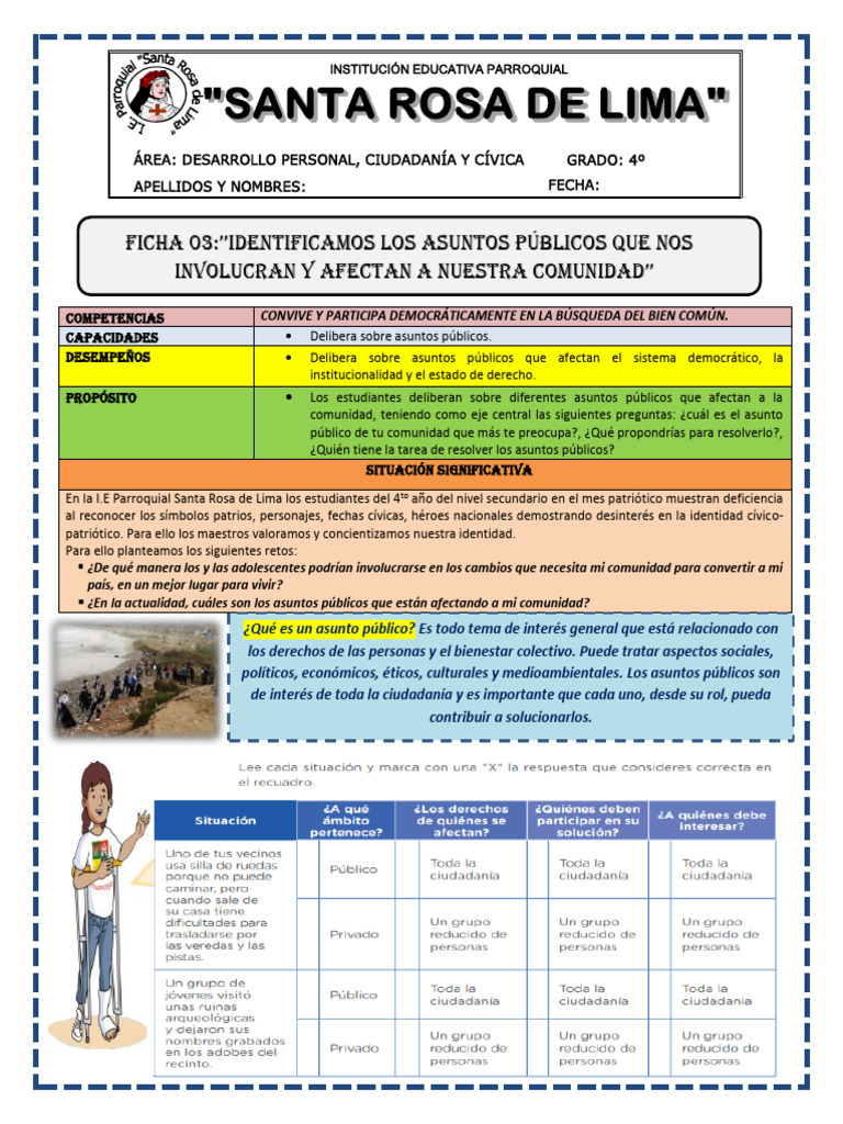 Ficha 03 Identificamos Los Asuntos Publicos | PDF