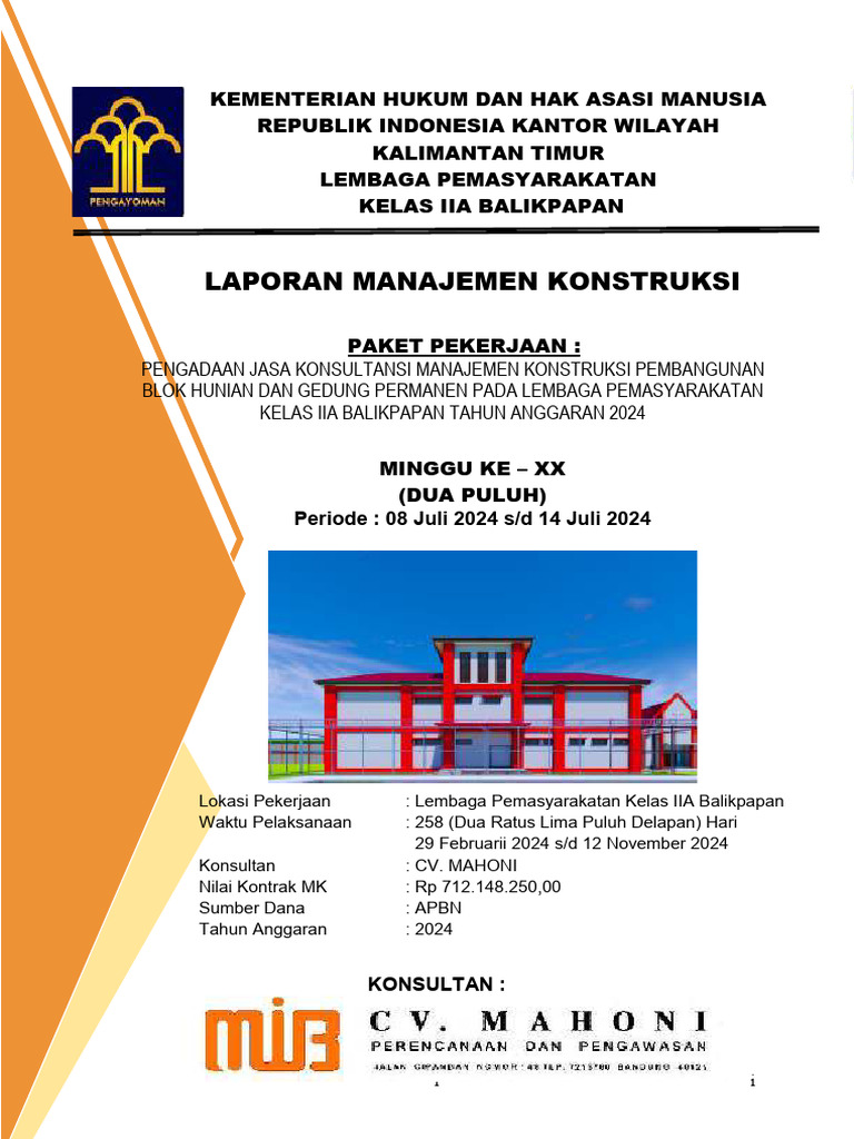 M20 MK - Laporan Progres Pekerjaan BPN 2024 | PDF