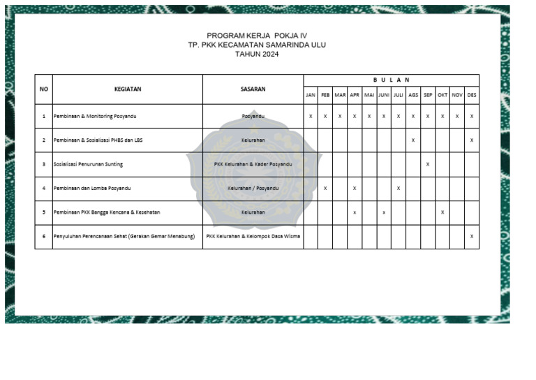 Program Kerja Pokja IV 2024 | PDF