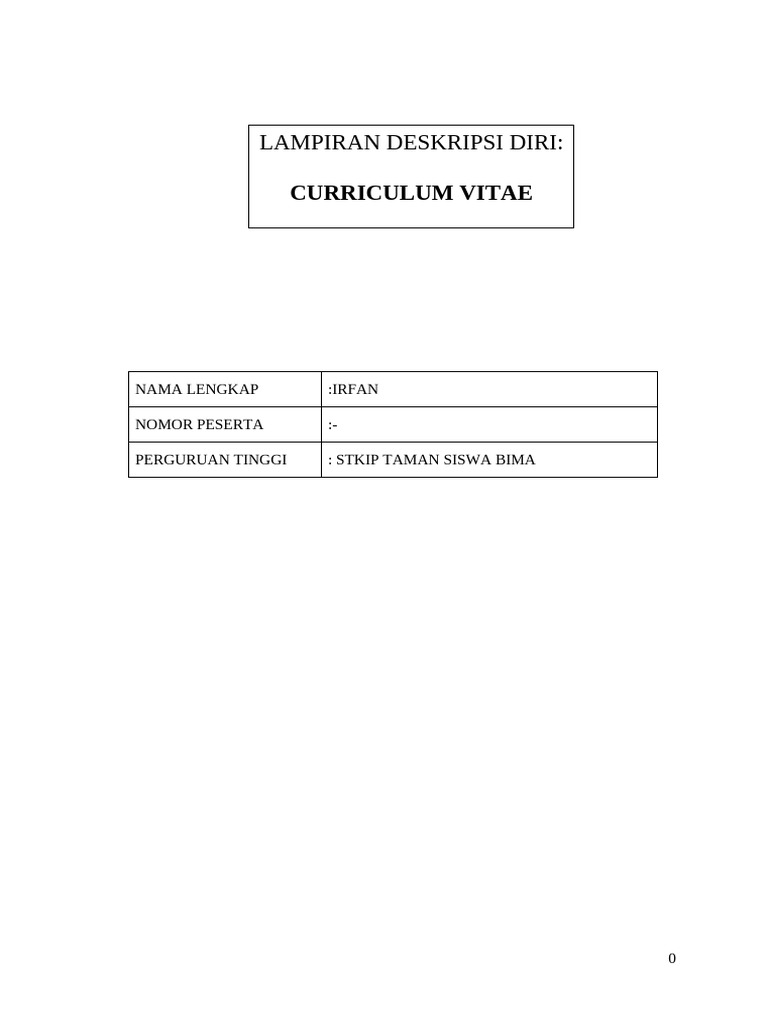 CV Manual Irfan 2018 Baru | PDF