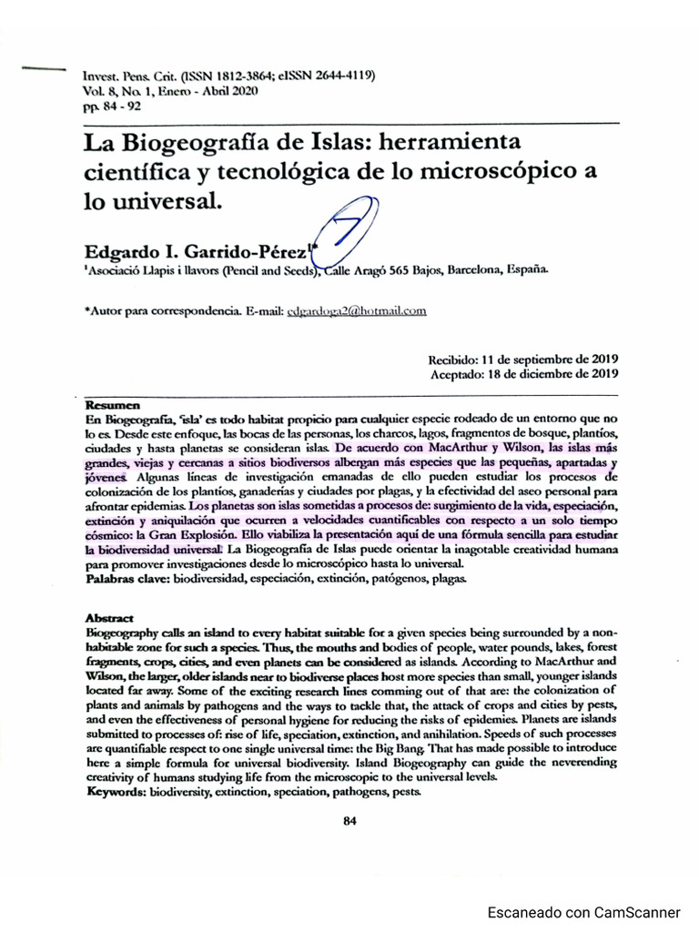 La Biogeografía de Islas | PDF