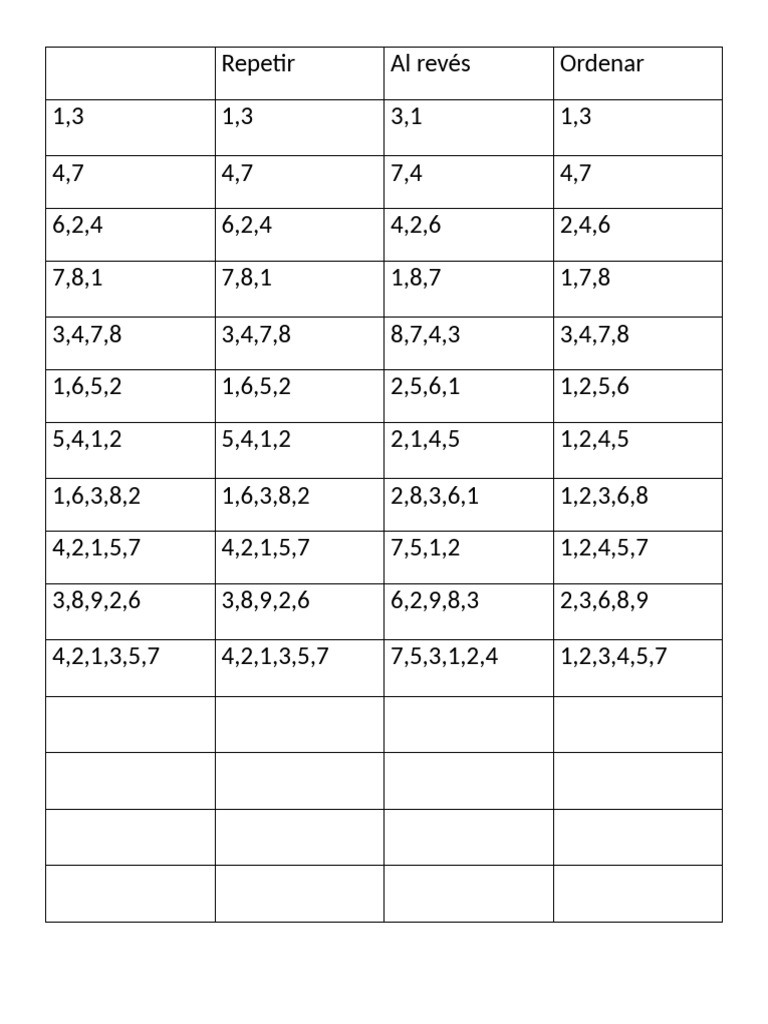 Repetir Numeros | PDF