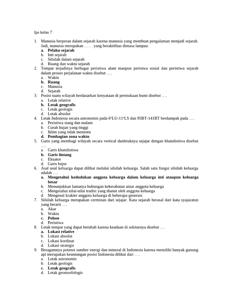 Soal Uts Ips KLS 7 24 | PDF