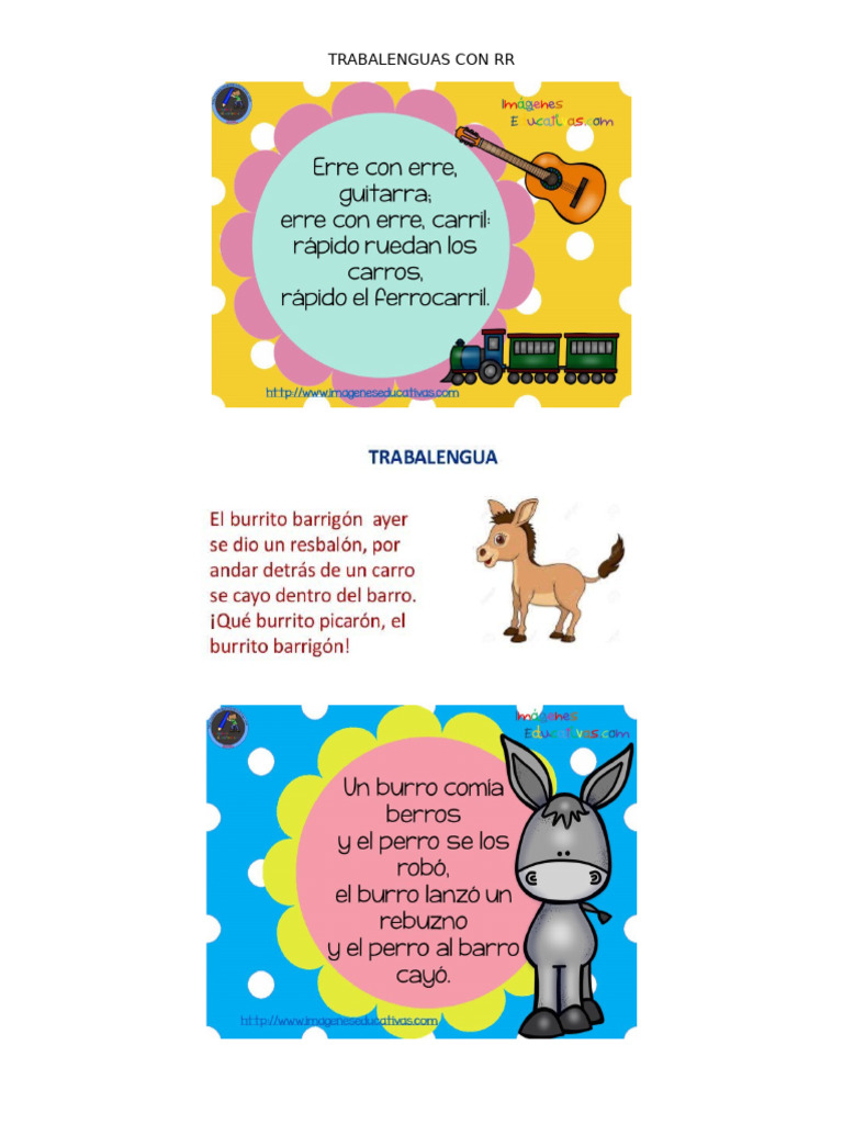 TRABALENGUAS CON RR y r | PDF