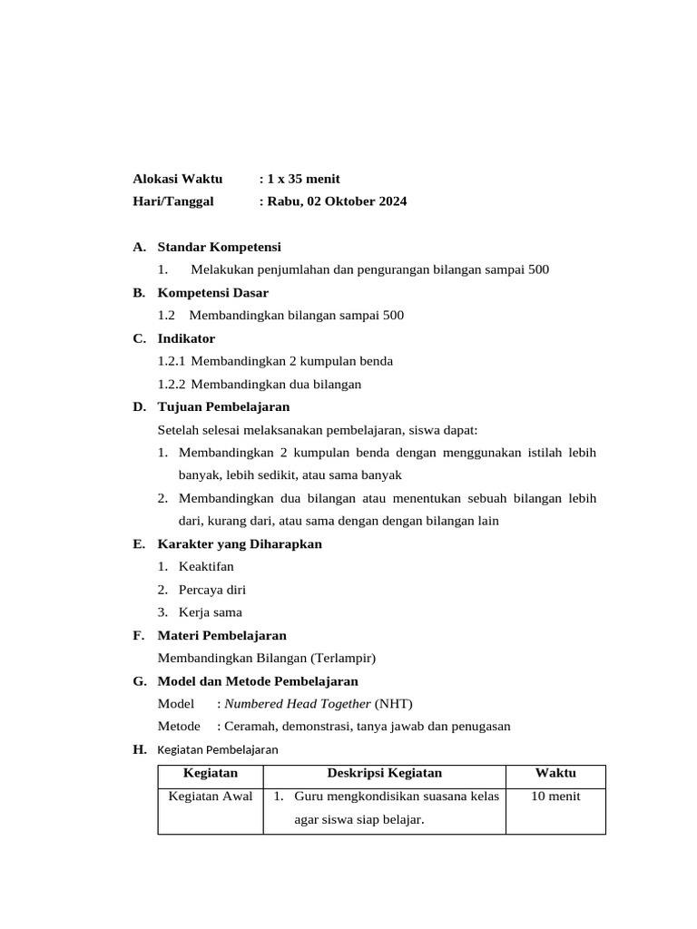 RPP Kelas 2 Yesli Ninda Pristika | PDF
