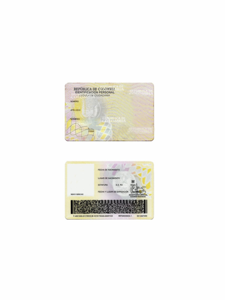 Cedula Colombiana en Blanco | PDF