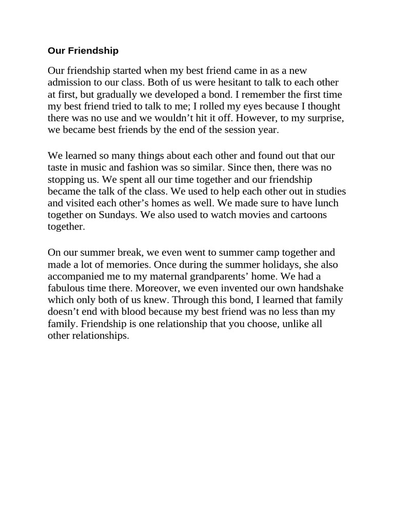 Our Friendship | PDF