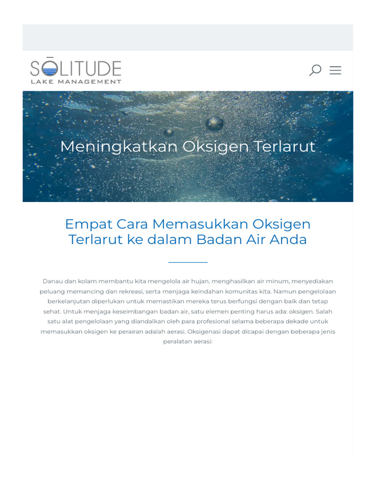 Empat Cara Memasukkan Oksigen Terlarut Ke Dalam Badan Air Anda | PDF
