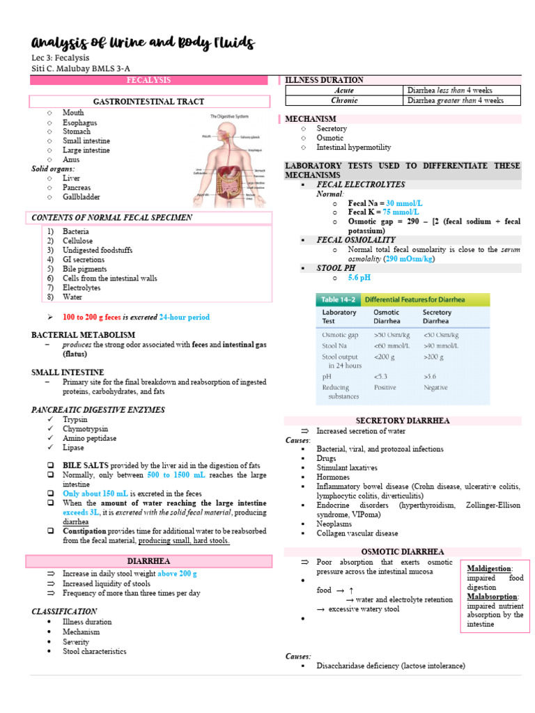 03 Fecalysis | PDF | Diarrhea | Gastrointestinal Tract