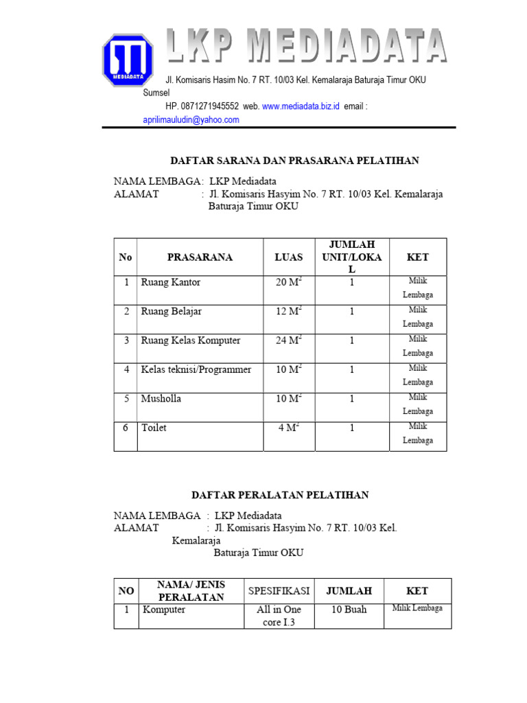 Daftar Sarpras | PDF