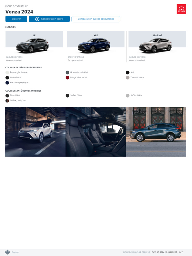 2024 Venza Summary QC FR | PDF