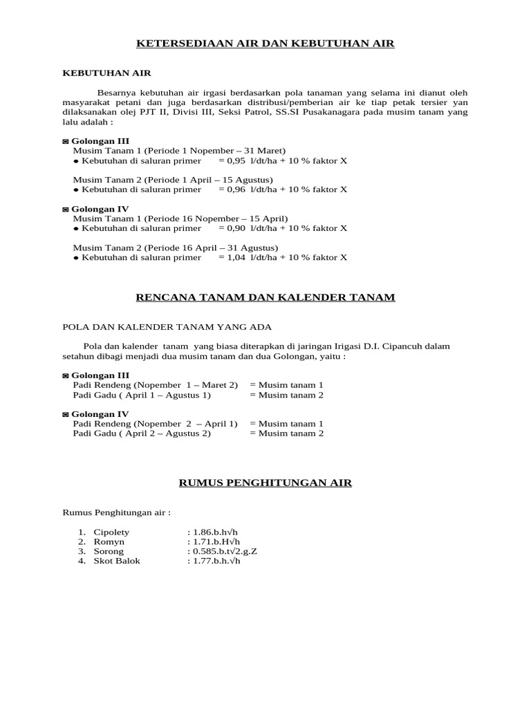 7.1 Rencana Tanam Dan Kalender Tanam | PDF