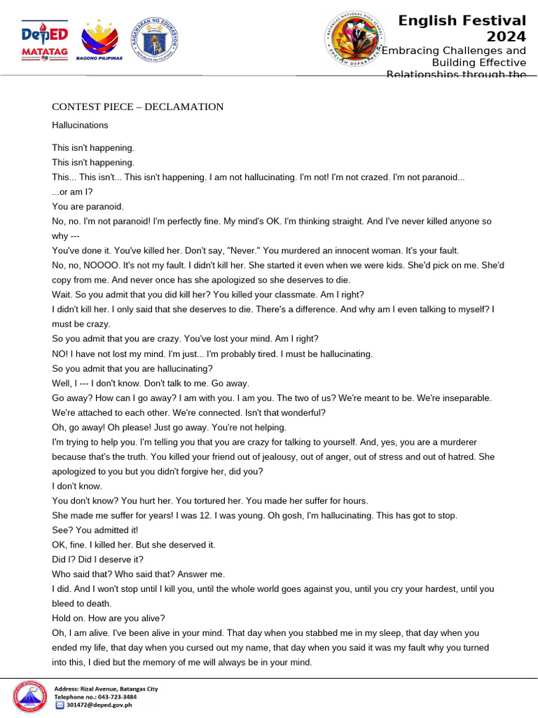 Declamation Piece and Storytelling Piece | PDF