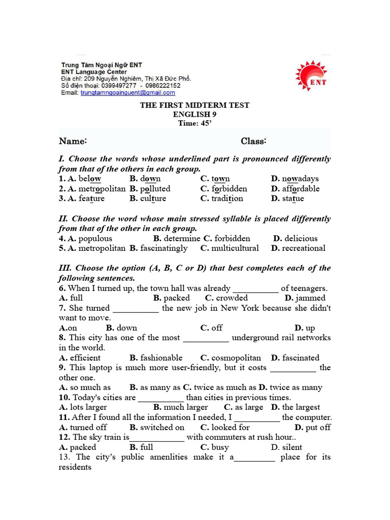 The First Midterm Test - L P 9 - 2 | PDF