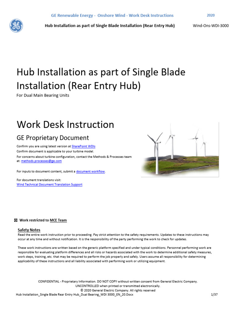 Hub Installation_Single Blade Rear Entry Hub_Dual Bearing_WDI 3000_EN ...