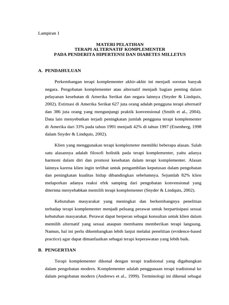 Materi Sap Terapi Komplementer HT-DM | PDF