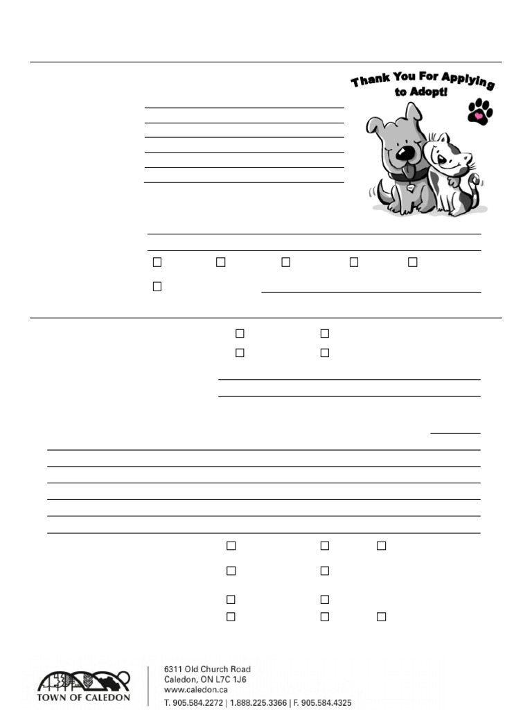 Cat Adoption Application Form Fillable | PDF