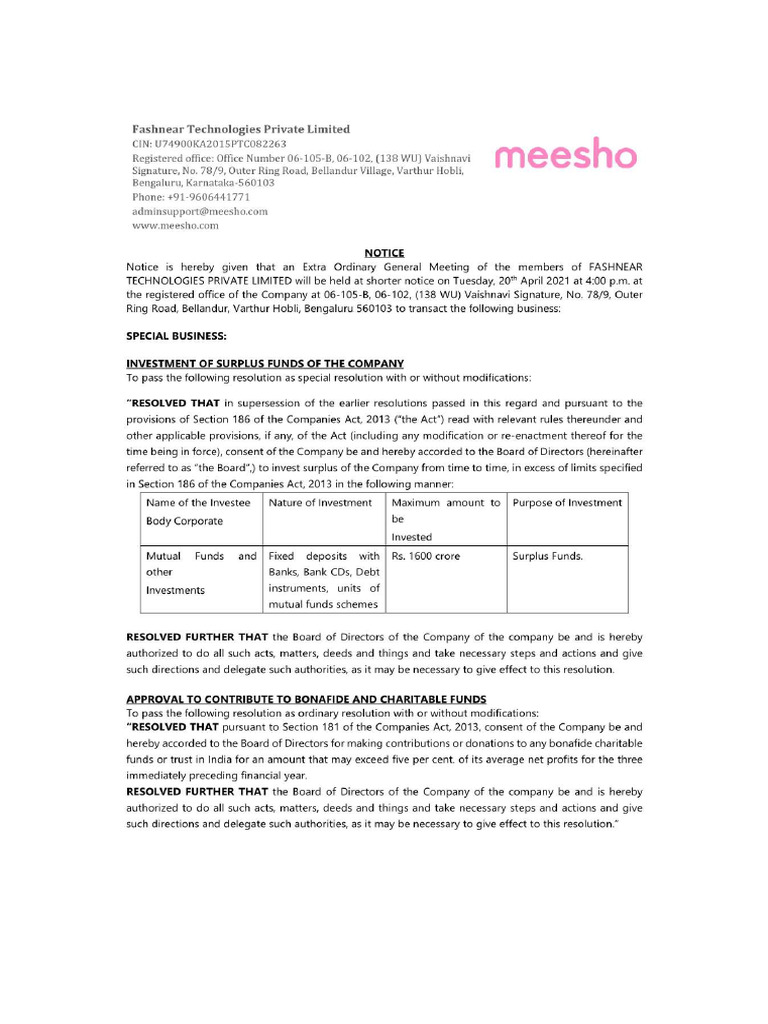 Notice of EGM - 20 April 2021 | PDF