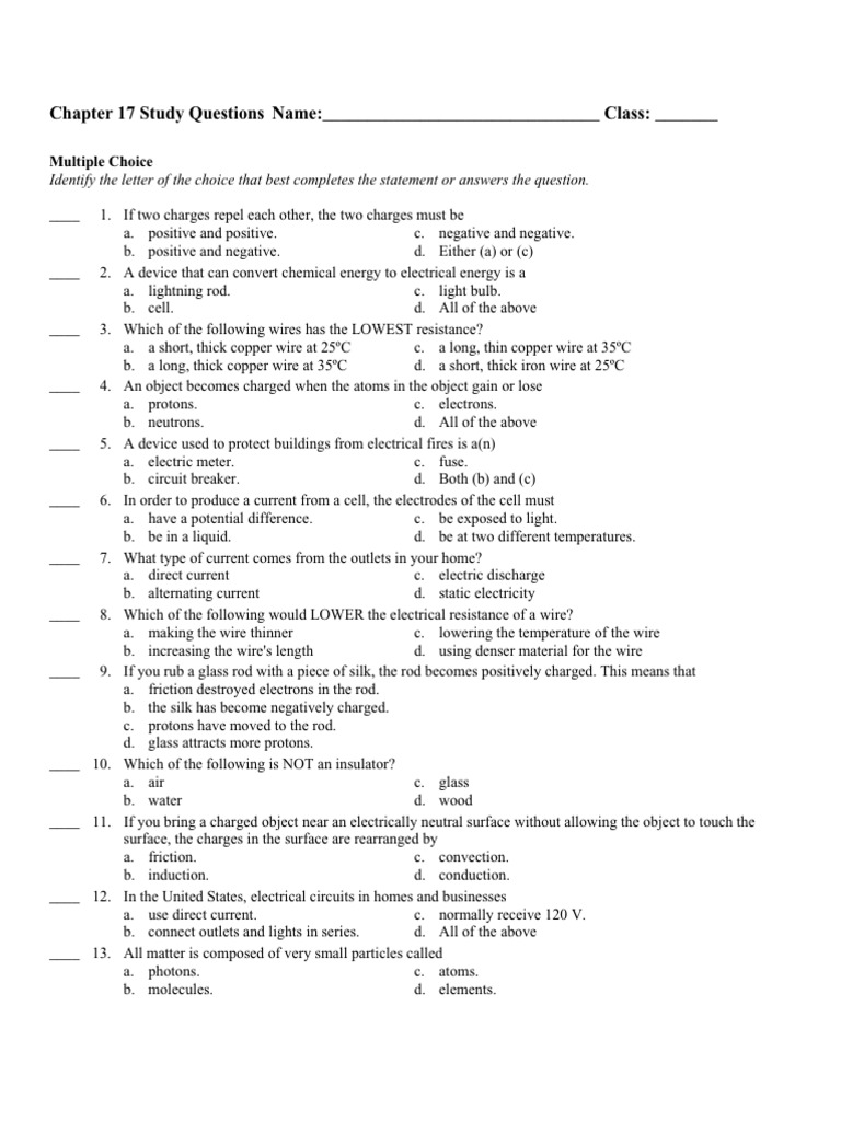Chapter 17 Study Questions | PDF