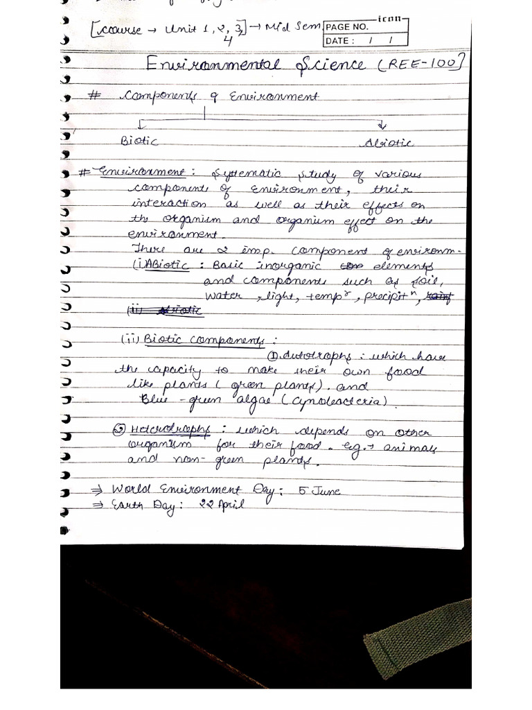 Environmental notes 1st year engineering | PDF