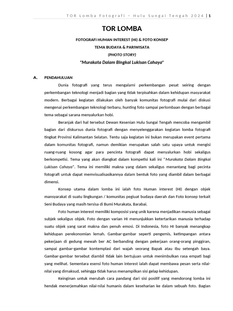 Tor Lomba Fotografi | PDF