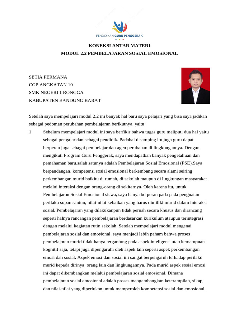 Koneksi Antar Materi Modul 2.2 | PDF