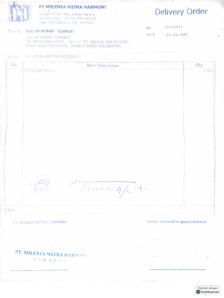 Surat Jalan Trafo_1 | PDF