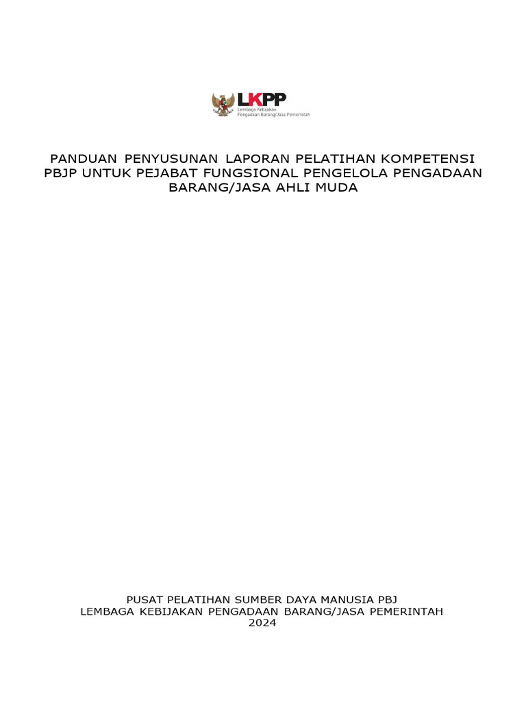 Panduan Penyusunan Laporan Portofolio Pelatihan Kompetensi PBJP Untuk JF Muda | PDF