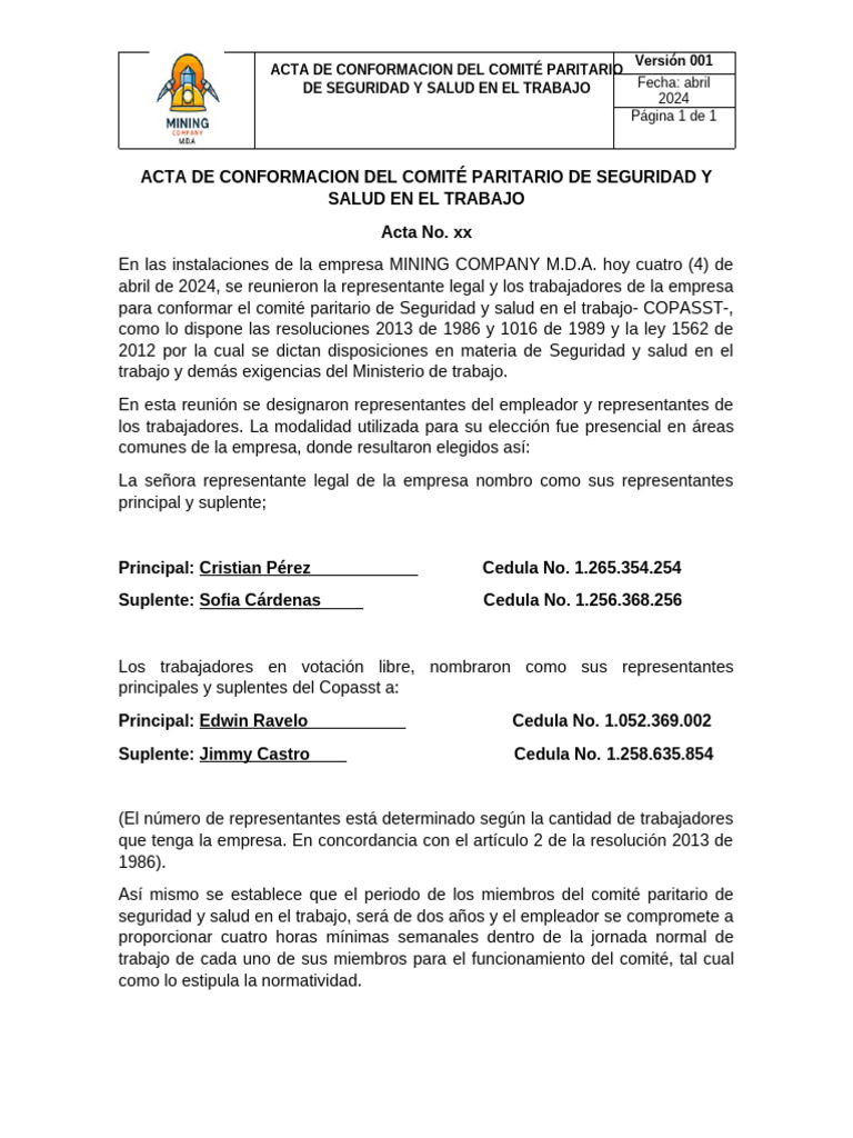 Acta de Conformacion 2024 | PDF