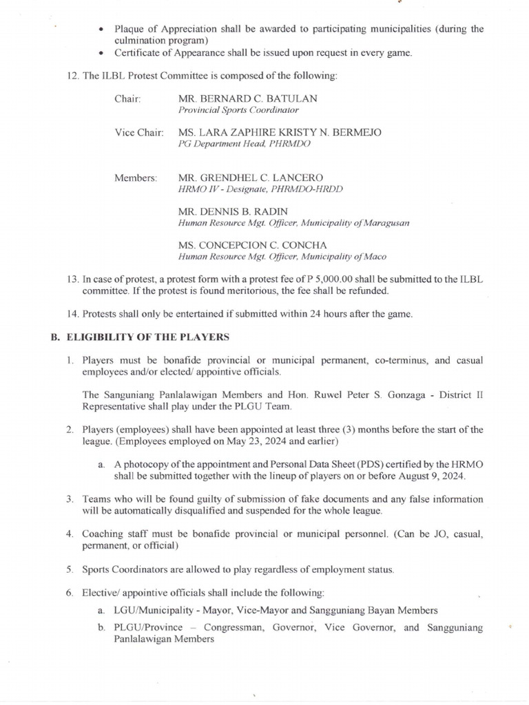 Inter-LGU Basketball League Mechanics P2 | PDF
