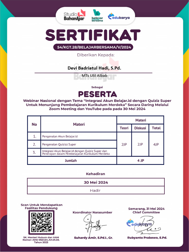 Devi Badriatul Hadi, S.PD - XXMTs Ulil Albab | PDF